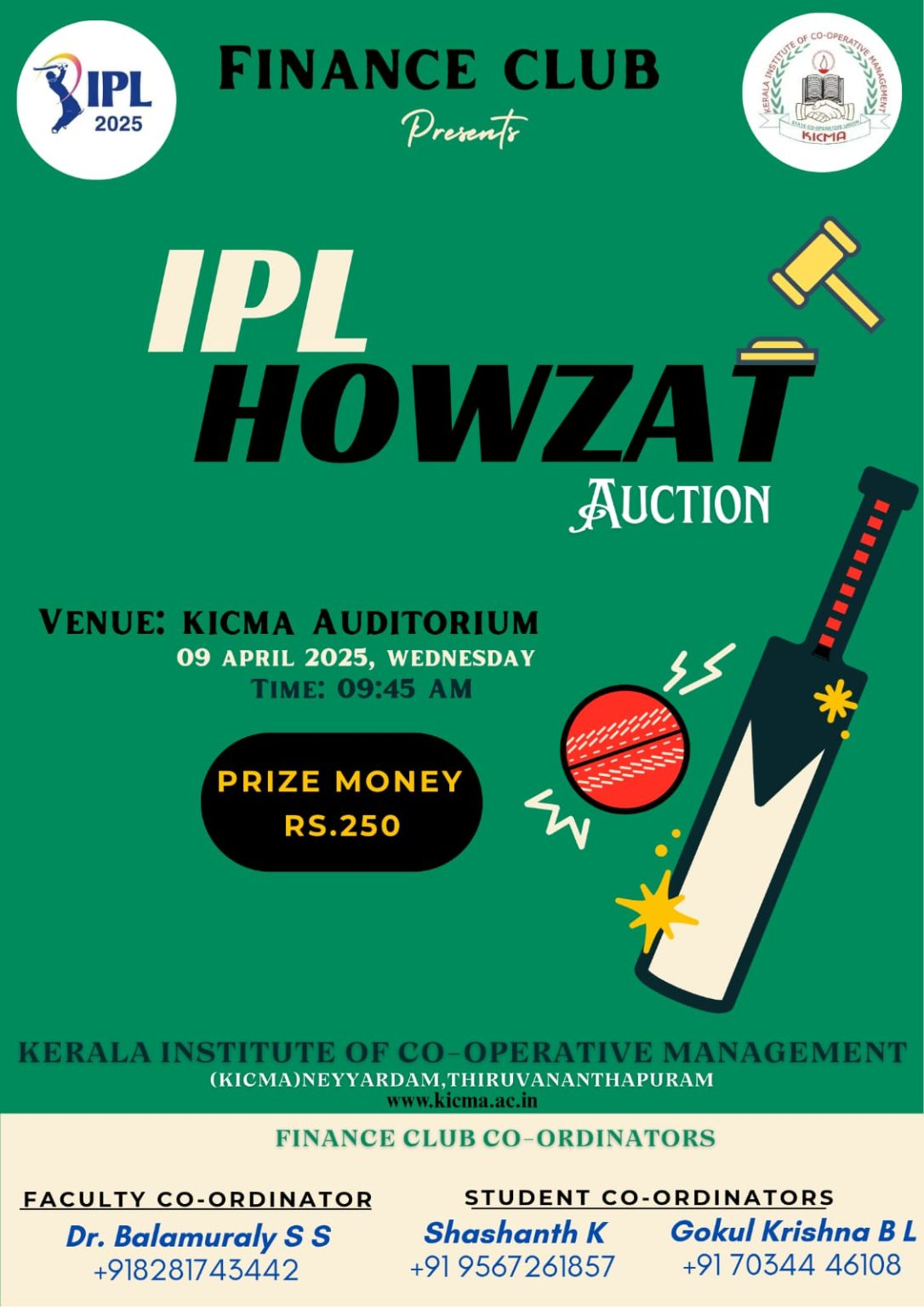 IPL AUCTION – Kerala Institute of Co-operative Management, Neyyar Dam ...